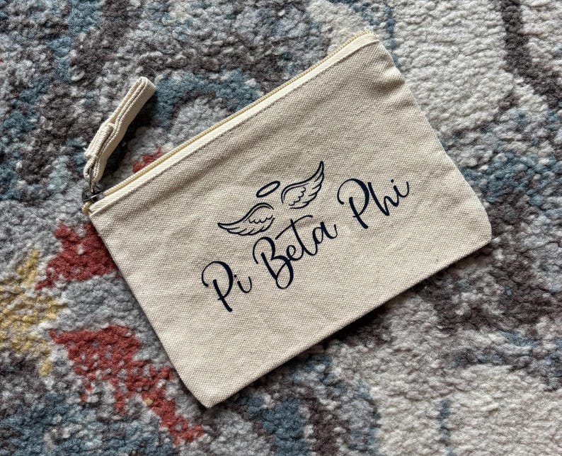 Small Canvas Bag With Sorority Name and Symbol. EX: Pi Beta Phi, Angel ...