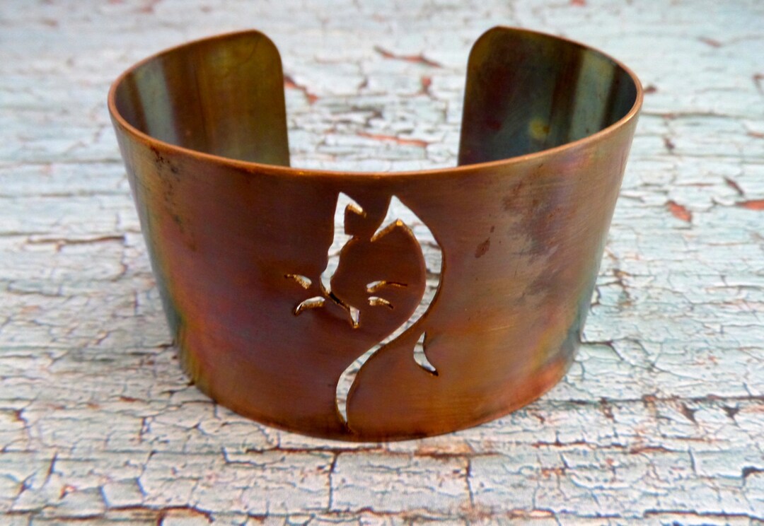 Copper Cat Cuff Bracelet - Etsy
