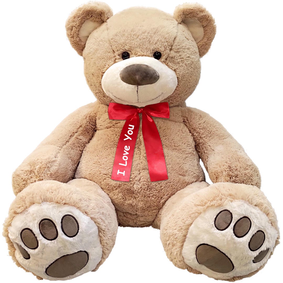 Anico 59" 5 Foot Giant Beige Teddy Bear Red Ribbon "i Love You" - Etsy