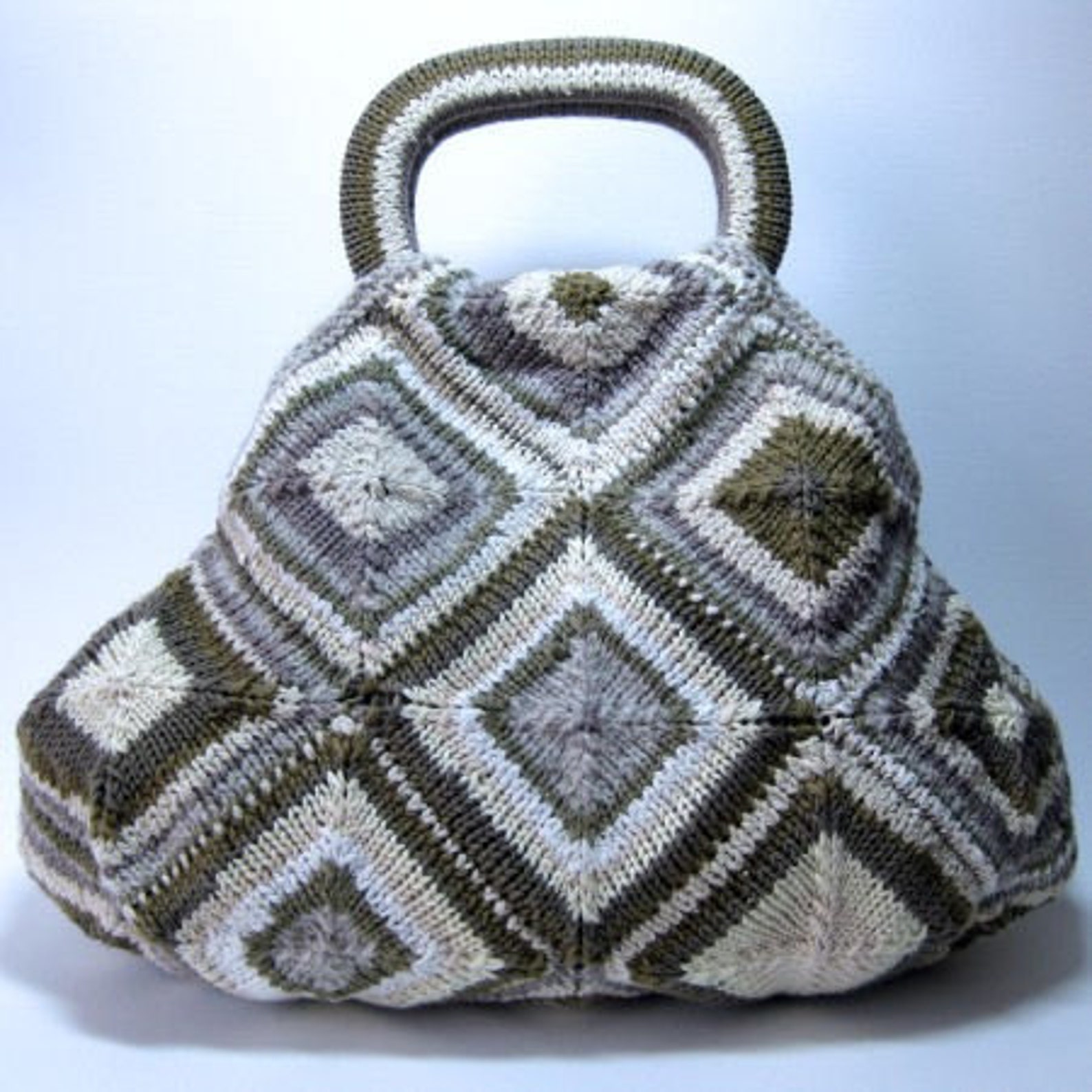 Striped Squares Bag Knitting Pattern, Modular Knitting, Knitted Bag ...