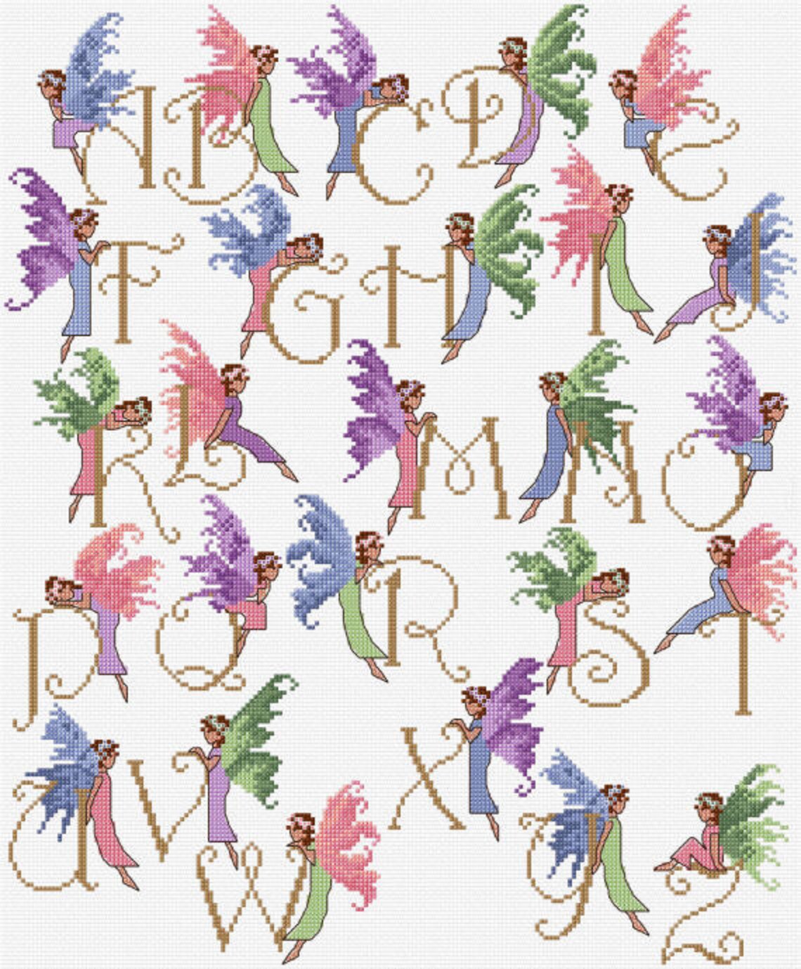 Fairy Alphabet Sampler Cross Stitch Chart PDF CHART - Etsy