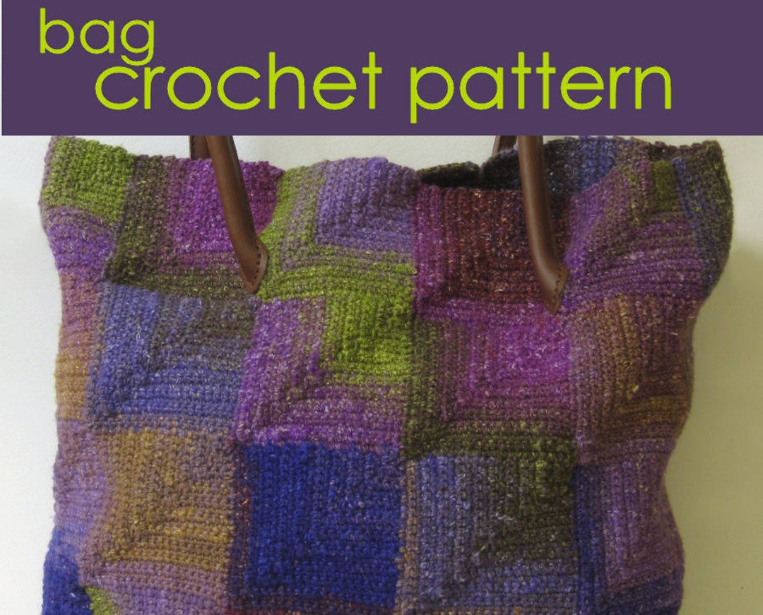 Crocheted Tote Bag, Modular Crochet, Mitred Squares Crochet Pattern PDF ...
