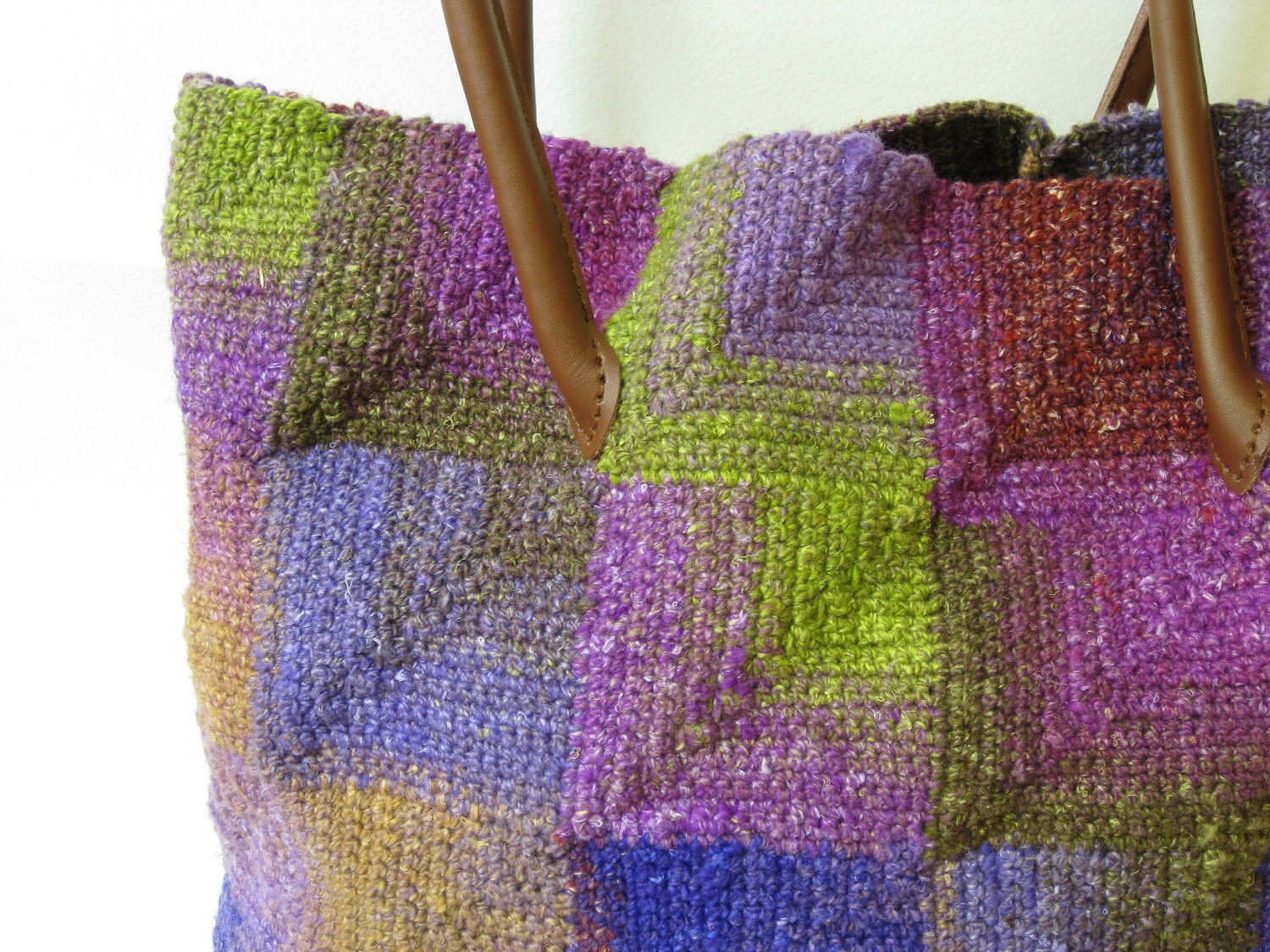 Crocheted Tote Bag, Modular Crochet, Mitred Squares Crochet Pattern PDF ...