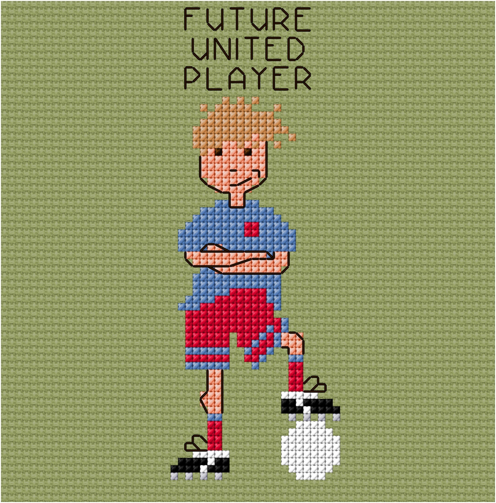 Football Boy Cross Stitch Chart, Soccer Boy Cross Stitch, PDF Download ...