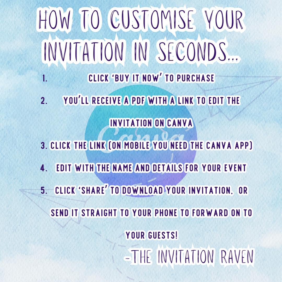 Digital Birthday Party Downloadable Personalise Customisable E-invite ...