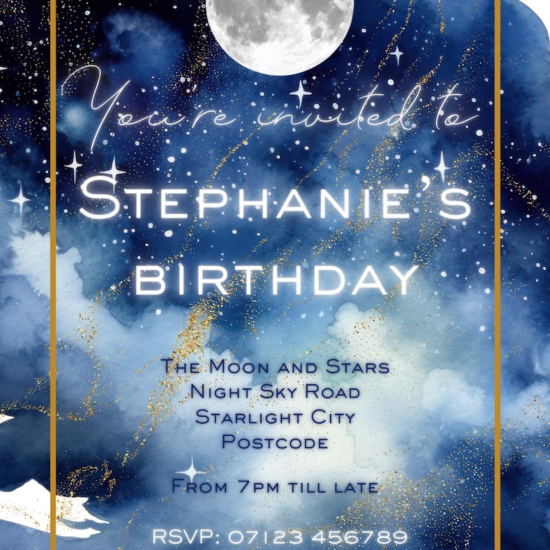Starry Night Invitation - Etsy