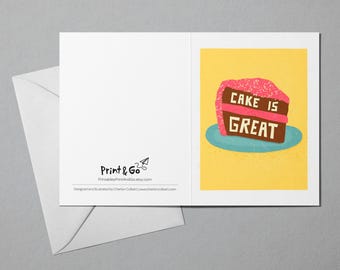 Printable Happy Birthday Greeting — Blank Inside — Folding Card — Fits ...