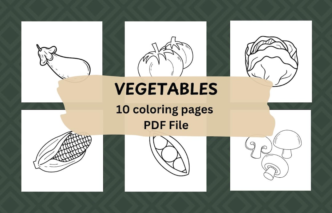 Vegetable Coloring Pages | 10 Printable Coloring Sheets | Digital ...