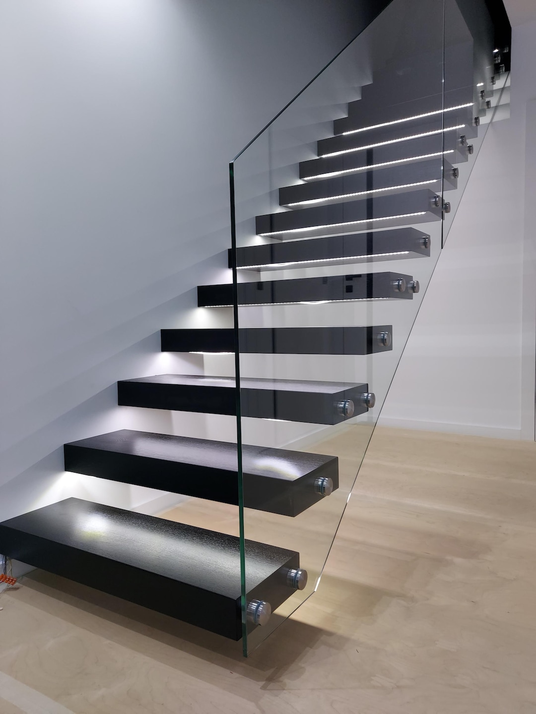 Oak Floating Staircase With Glass Balustrade Cantilever Glass Stairs - Etsy