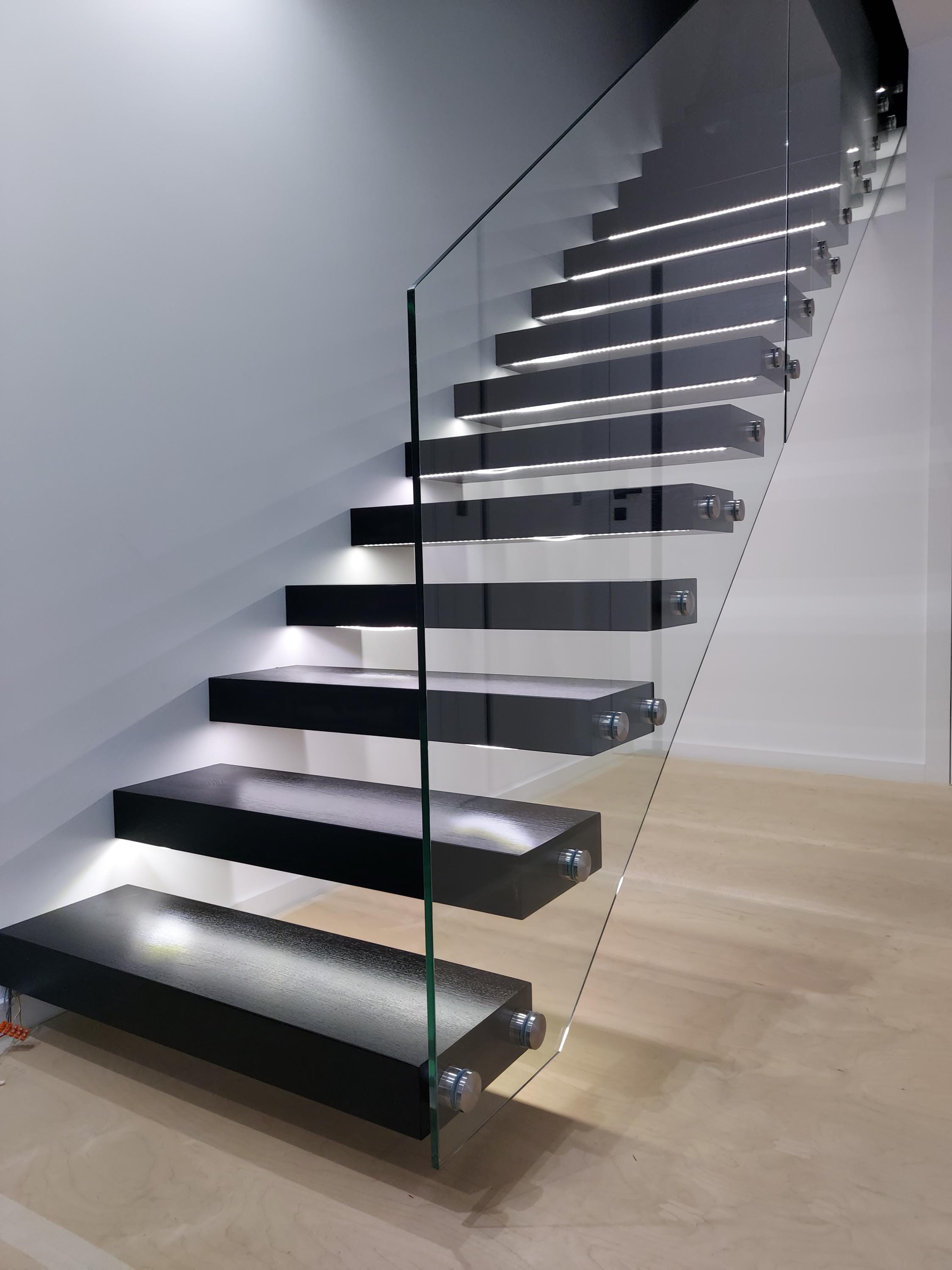 Oak Floating Staircase With Glass Balustrade Cantilever Glass Stairs - Etsy