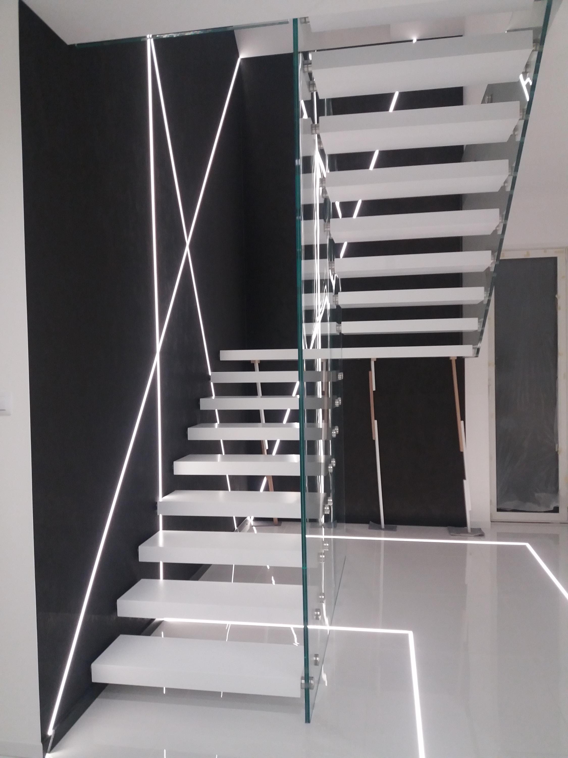 Oak Floating Staircase With Glass Balustrade Cantilever Glass Stairs - Etsy
