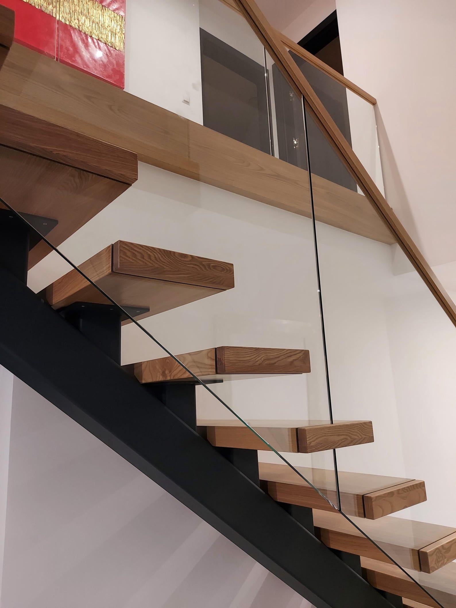 Oak Central Beam Staircase With Glass Balustrade Glass Stairs - Etsy