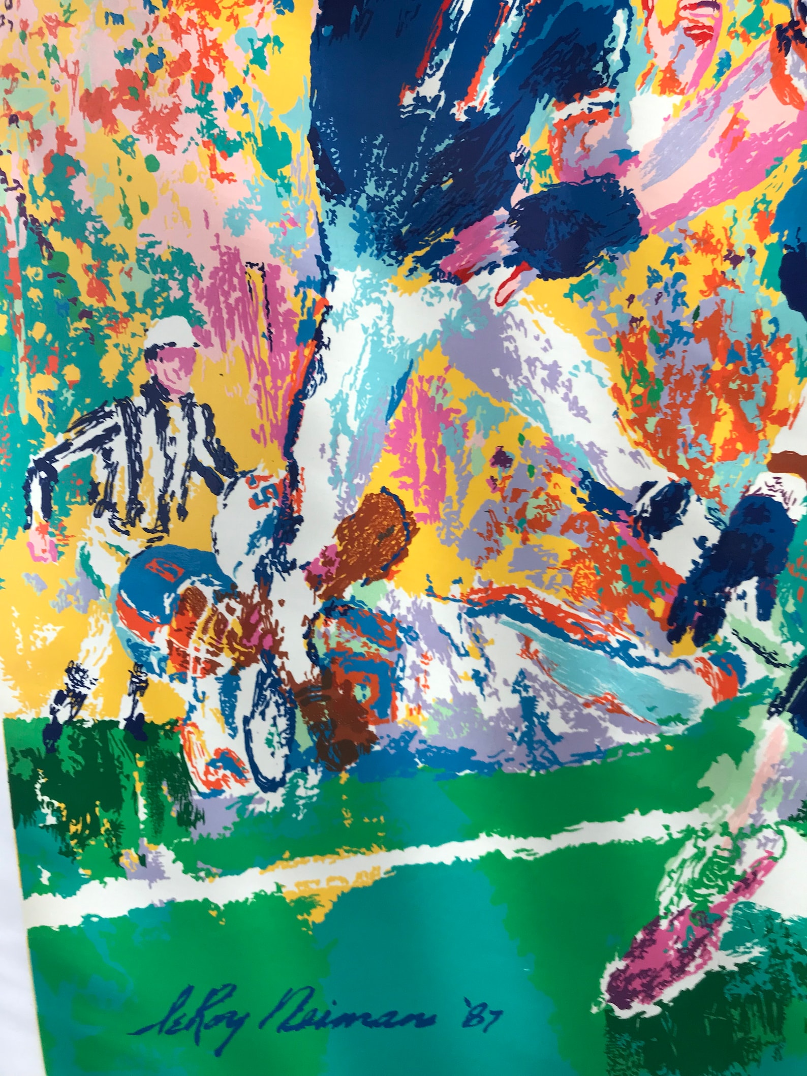 Leroy Neiman "giants Vs Broncos" 1987 Plate Signed Serigraph Vintage ...