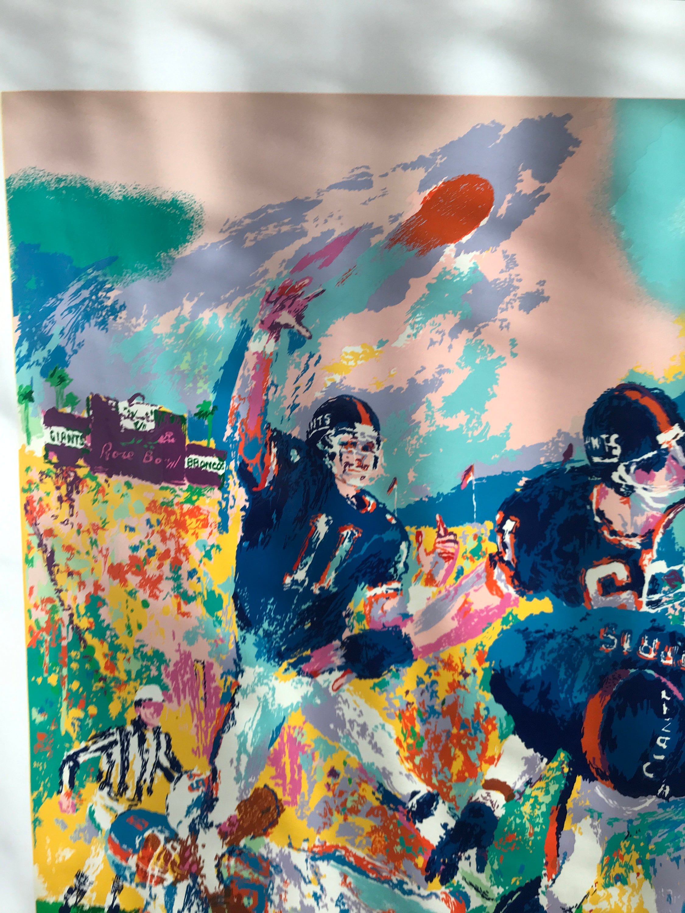 Leroy Neiman "giants Vs Broncos" 1987 Plate Signed Serigraph Vintage ...