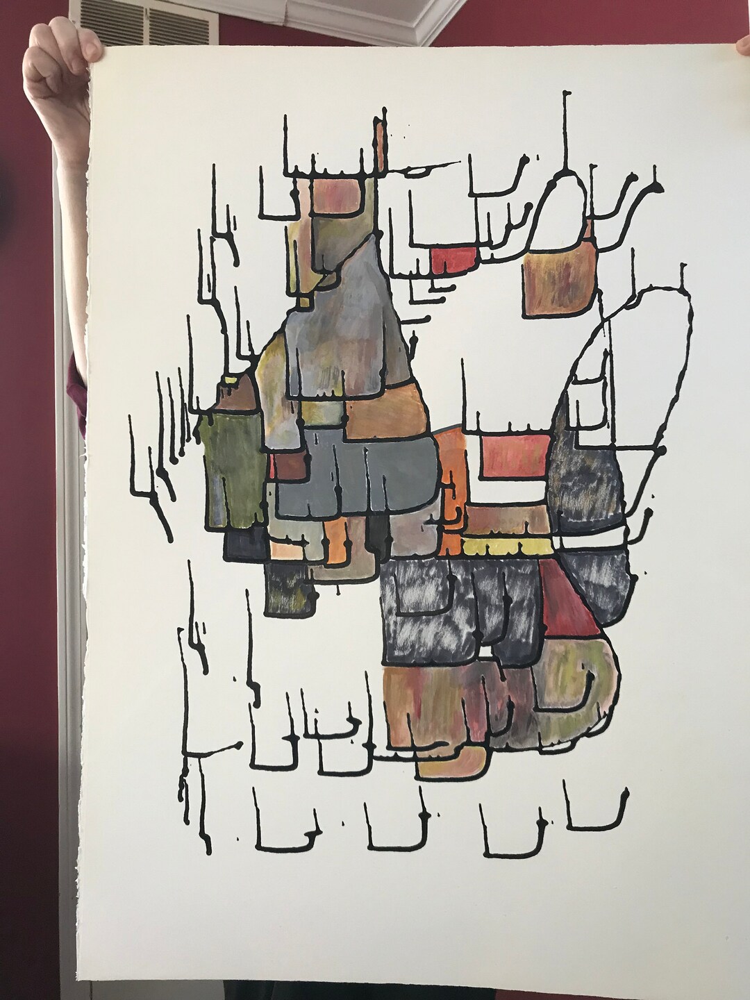 Original Abstract Painting on Arches Aquarelle 100% Rag Paper Artist ...