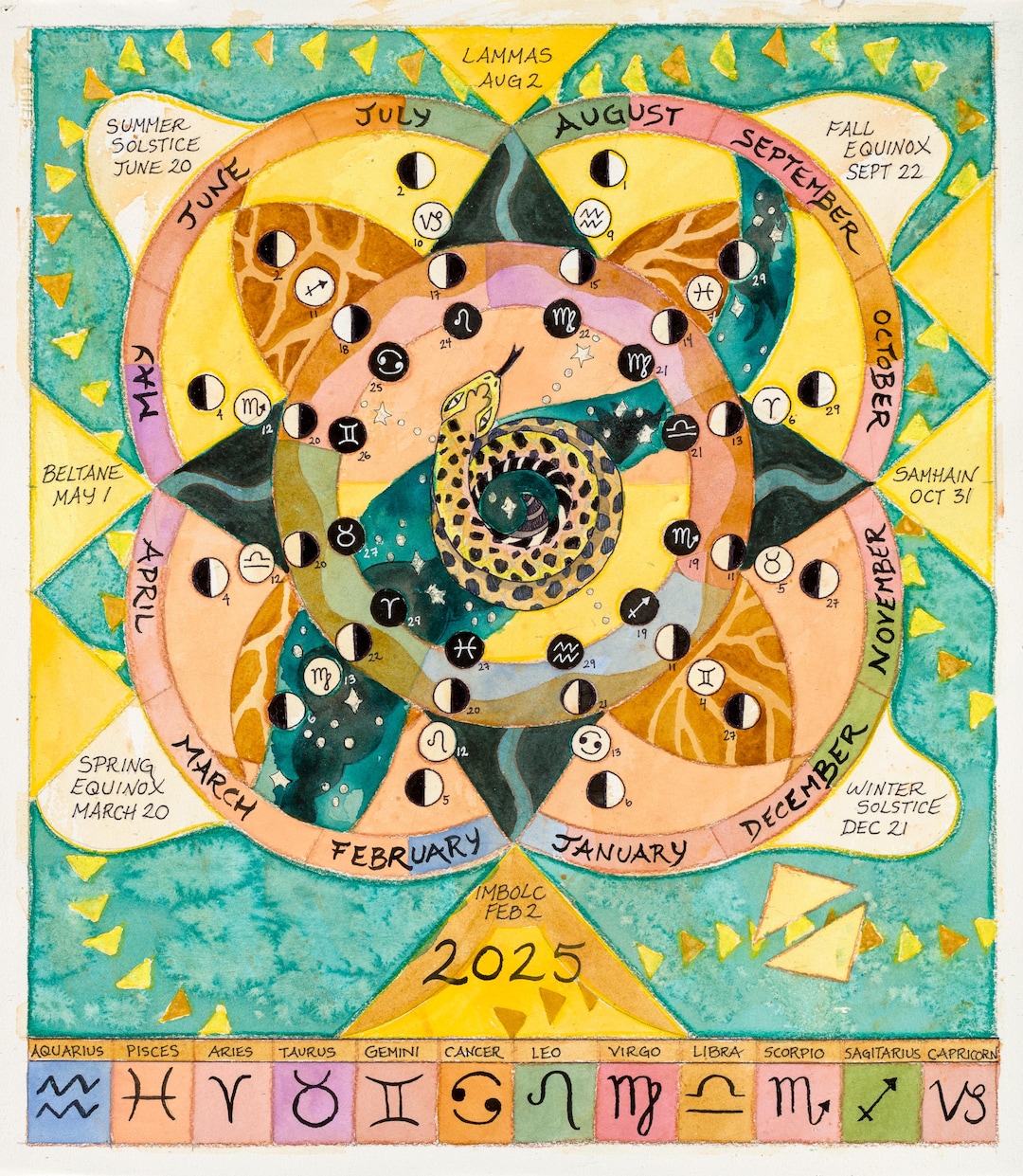 2025 Moon Phases Calendar. Includes Astrological Correspondences for ...