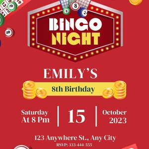 Editable Bingo Night Invitation Card Template - Etsy