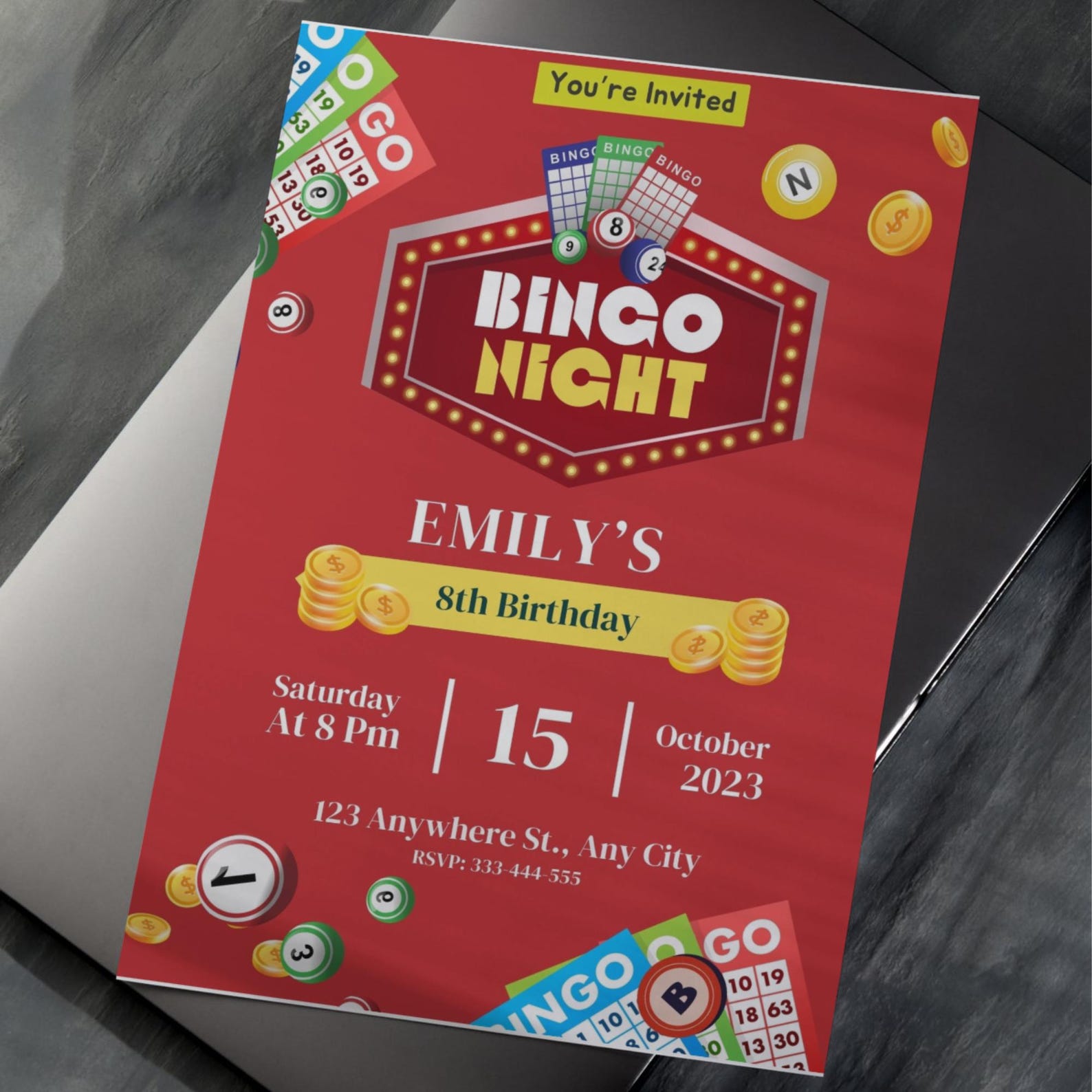 Editable Bingo Night Invitation Card Template - Etsy