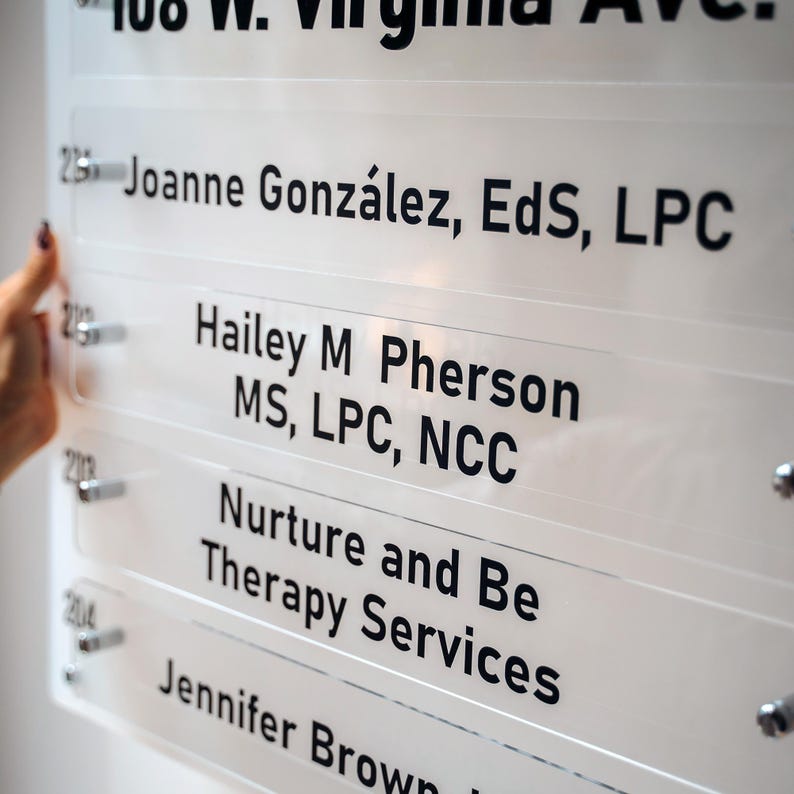 Customizable Acrylic Office Directory Sign: Frosted Building Registry ...