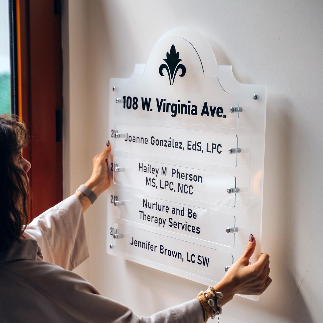 Customizable Acrylic Office Directory Sign: Frosted Building Registry ...