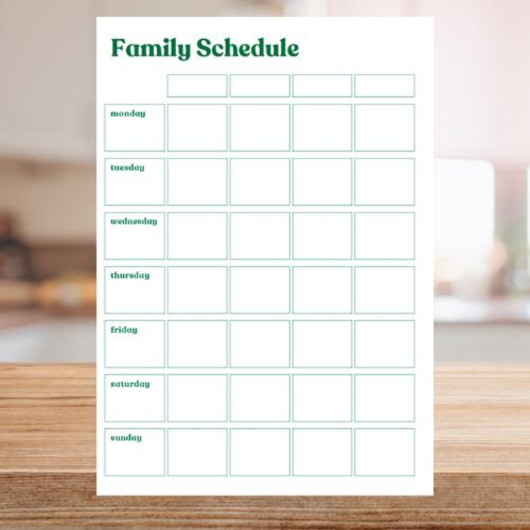 Printable Family Schedule Planner Weekly - Etsy