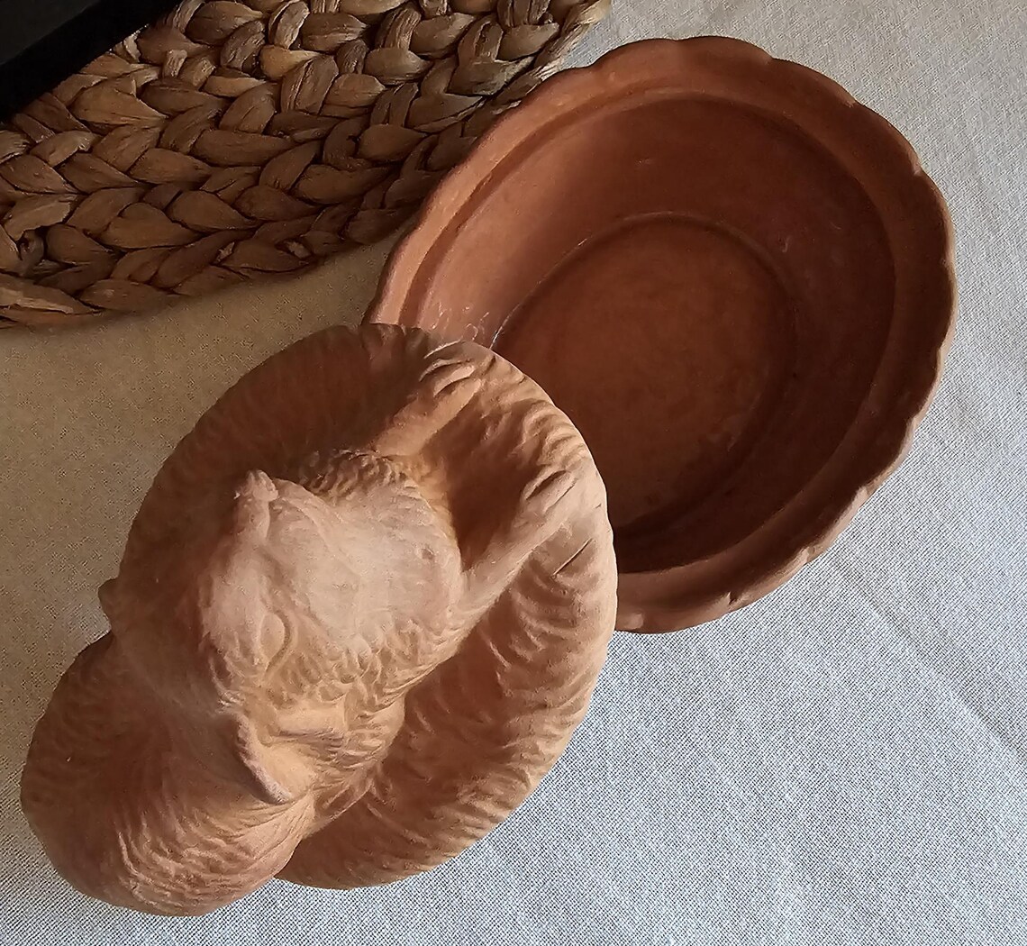 Terra Cotta Bunny on a Nest - Etsy