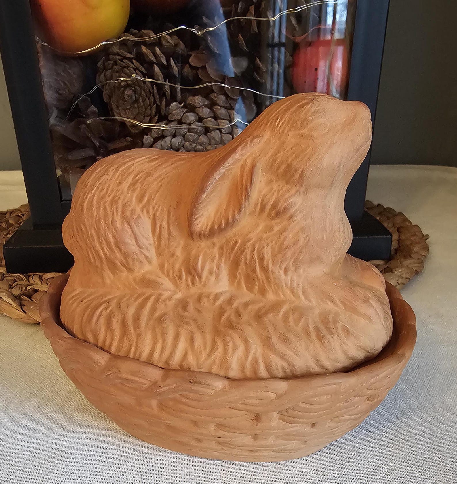 Terra Cotta Bunny on a Nest - Etsy