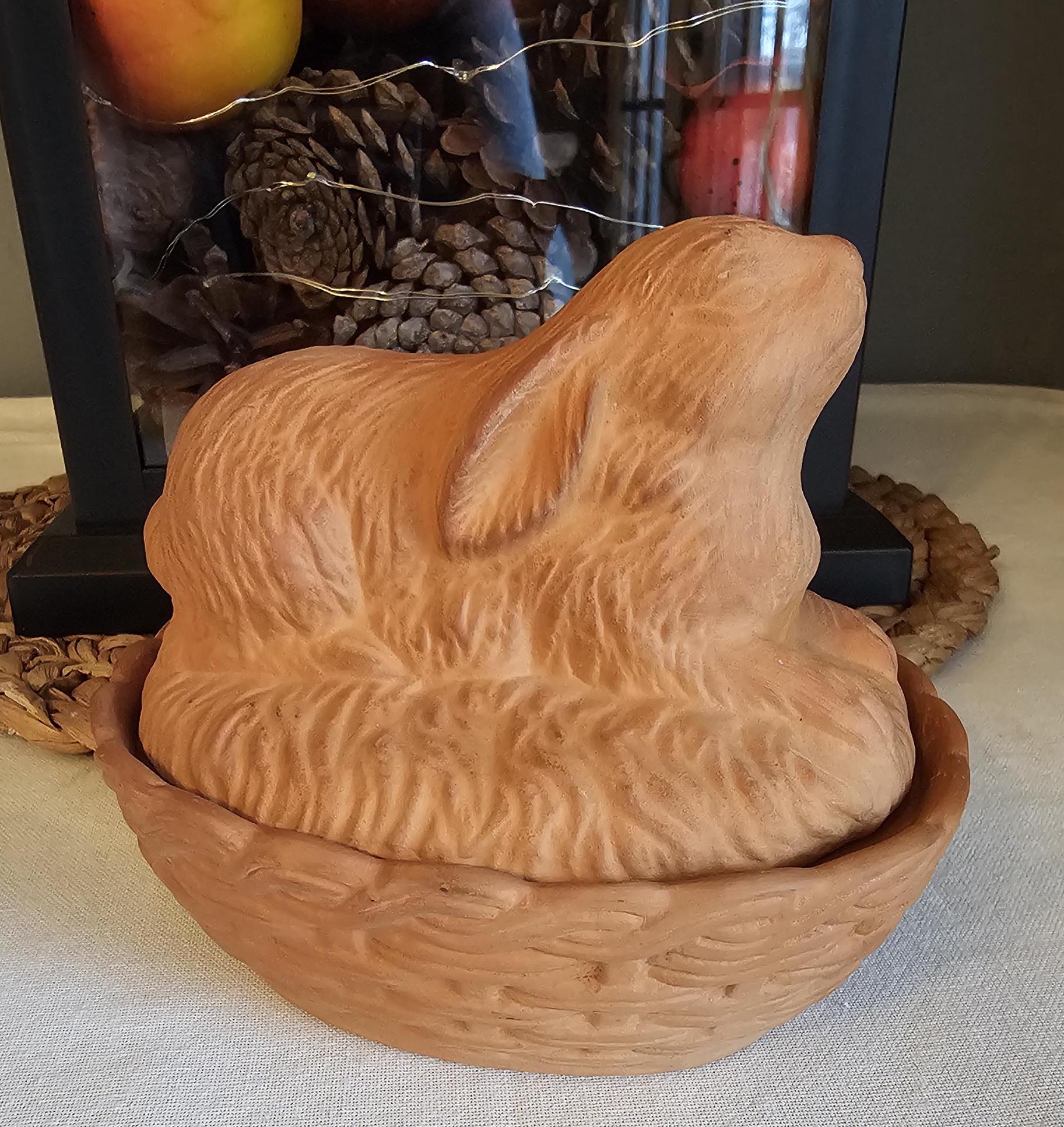 Terra Cotta Bunny on a Nest - Etsy