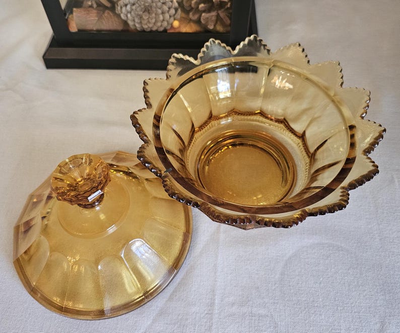 Fenton Large Amber Glass Candy Dish - Etsy