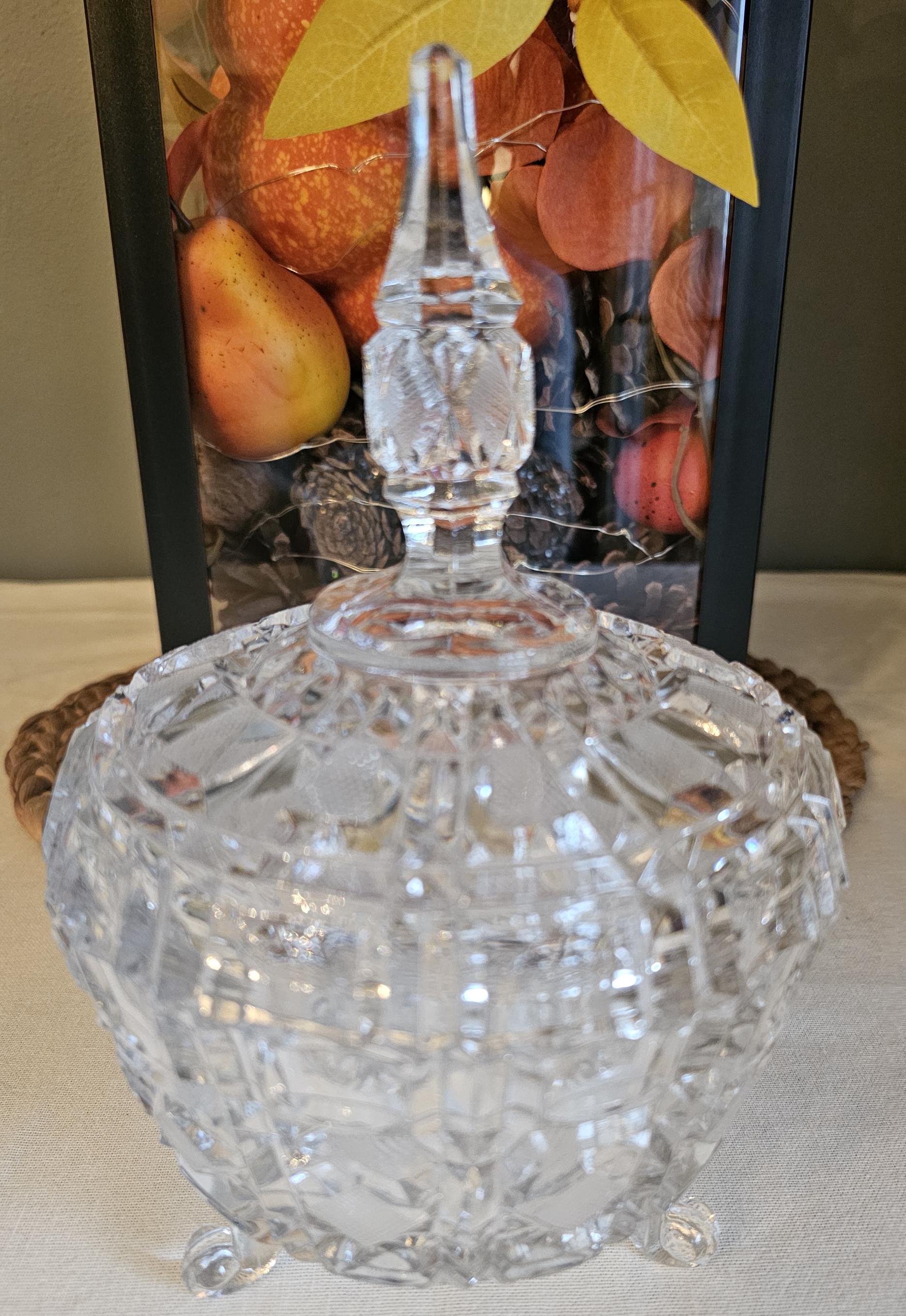 3 Footed Crystal Dish With Lid - Etsy