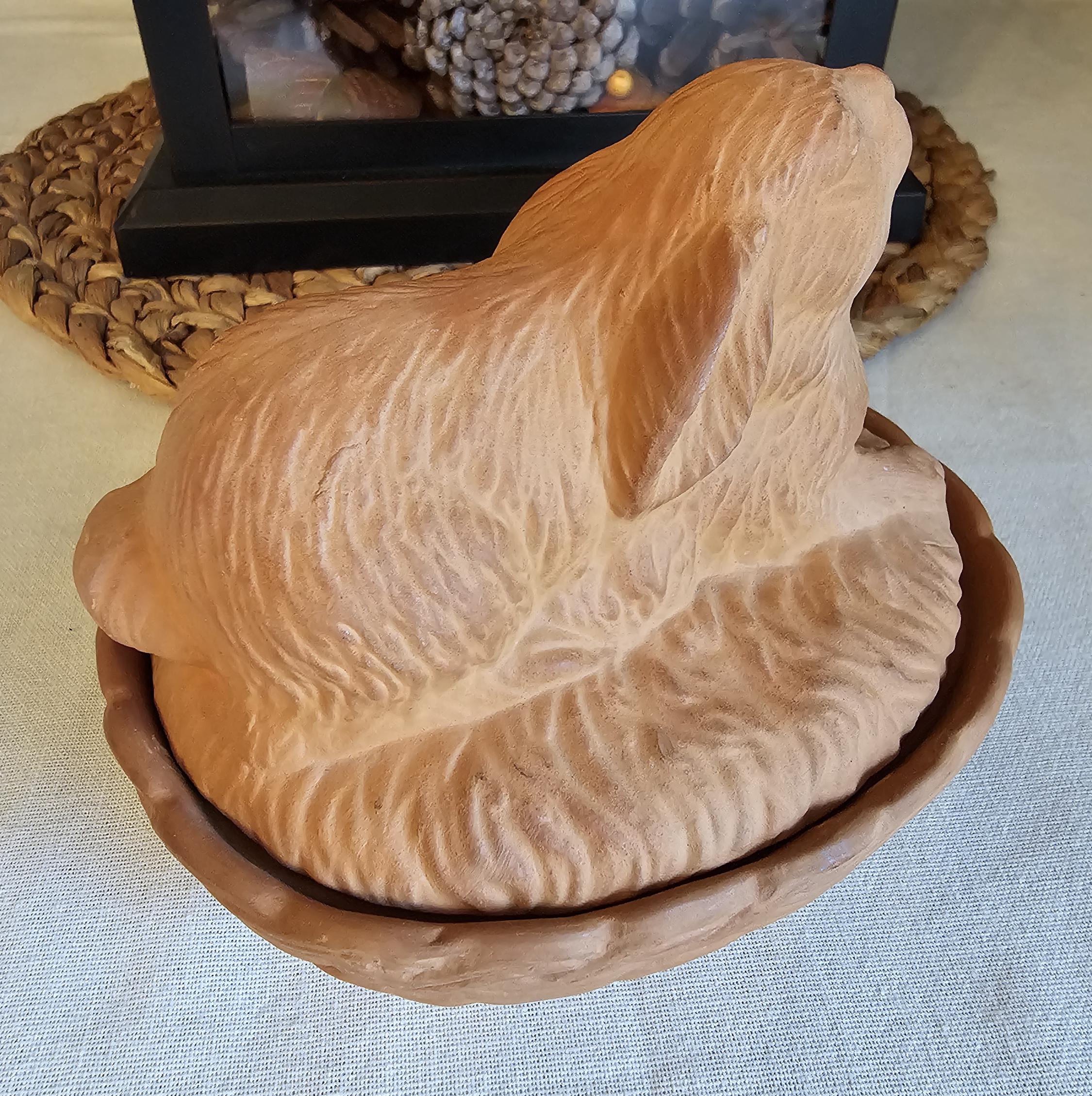 Terra Cotta Bunny on a Nest - Etsy