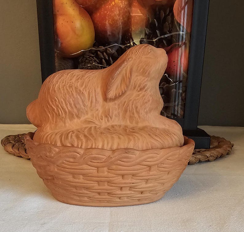 Terra Cotta Bunny on a Nest - Etsy