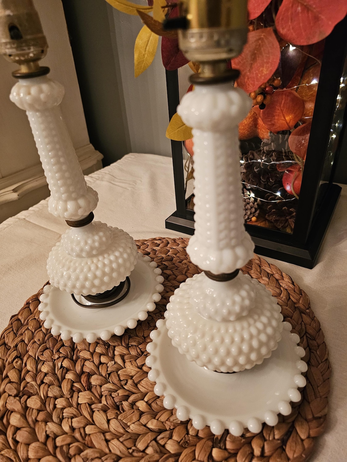 Vintage Milk Glass Hobnail Lamps - Etsy