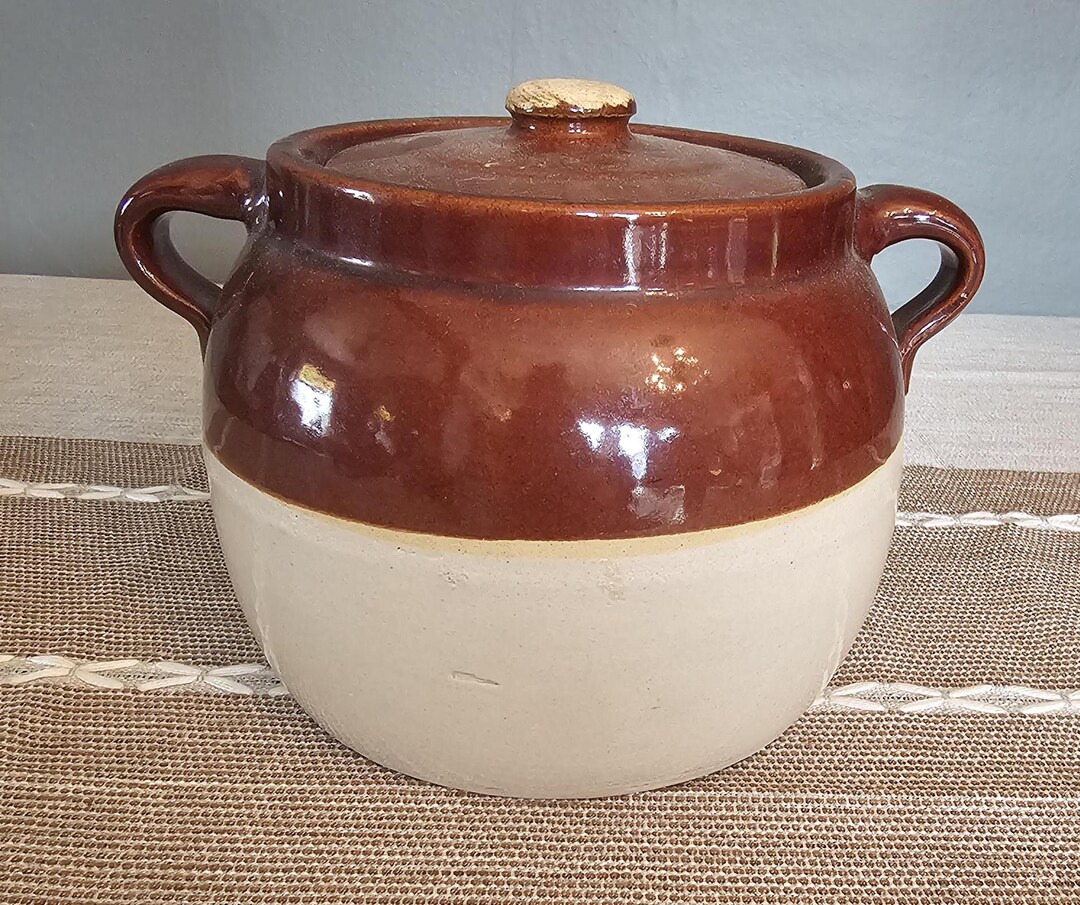 Vintage Stoneware Bean Pot - Etsy