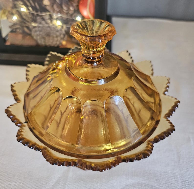 Fenton Large Amber Glass Candy Dish - Etsy