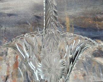 Fix-duncan Miller Clear Pressed Crystal Flower Bridal Basket With ...
