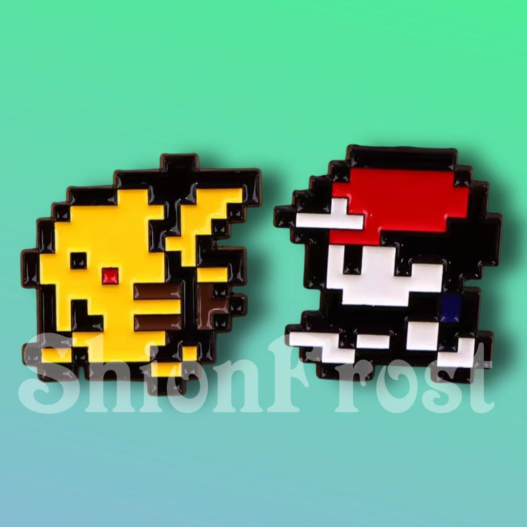 Pokemon Ash Ketchum & Pikachu Enamel Pin Badges / Red Blue Yellow Games ...