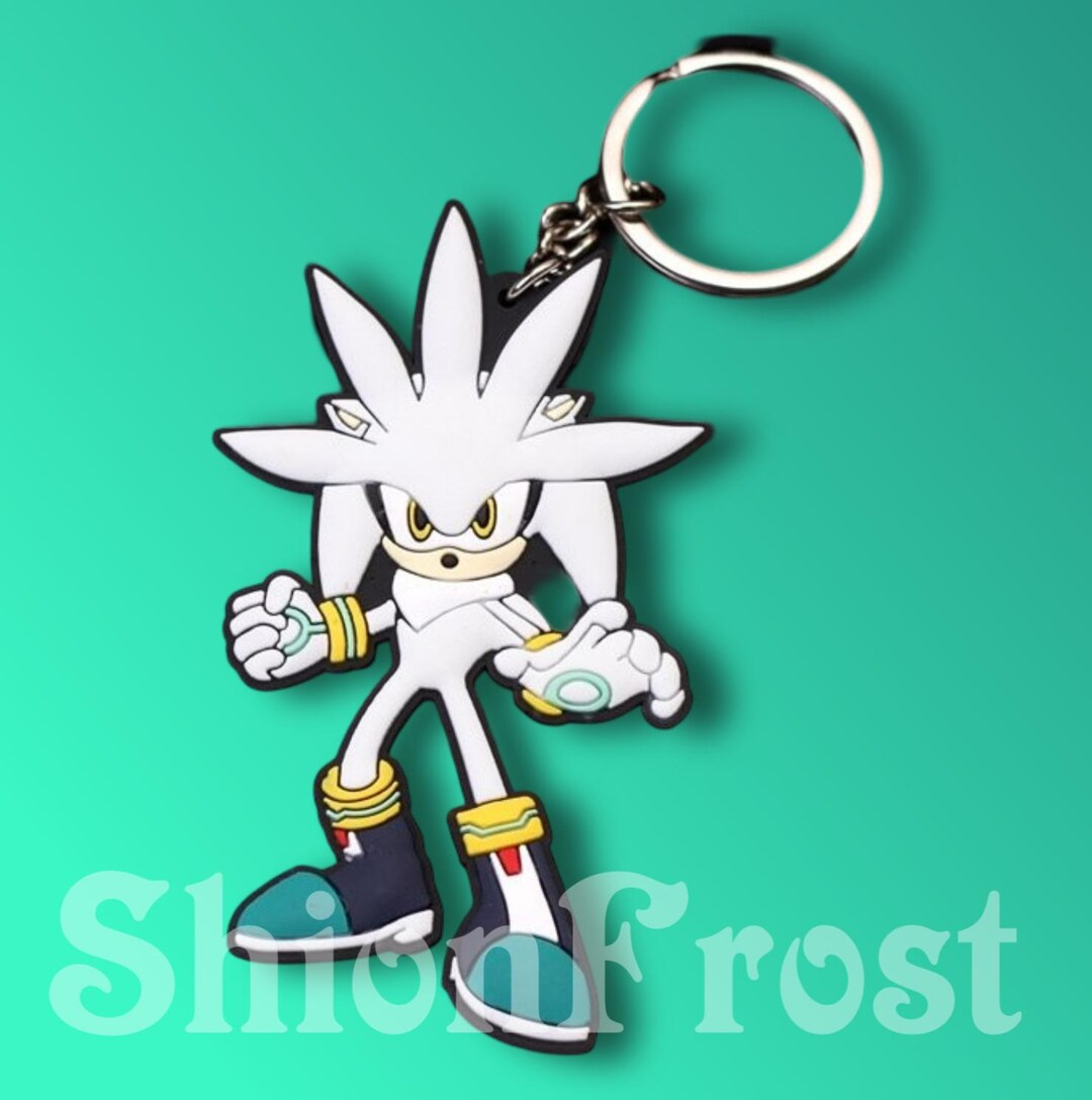 Silver the Hedgehog Rubber Keychain Keyring (double Sided) Sonic - Etsy