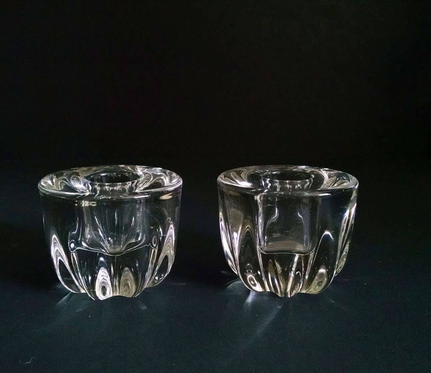 Vintage Modern Clear Glass Candlesticks Candle Holders Pair - Etsy