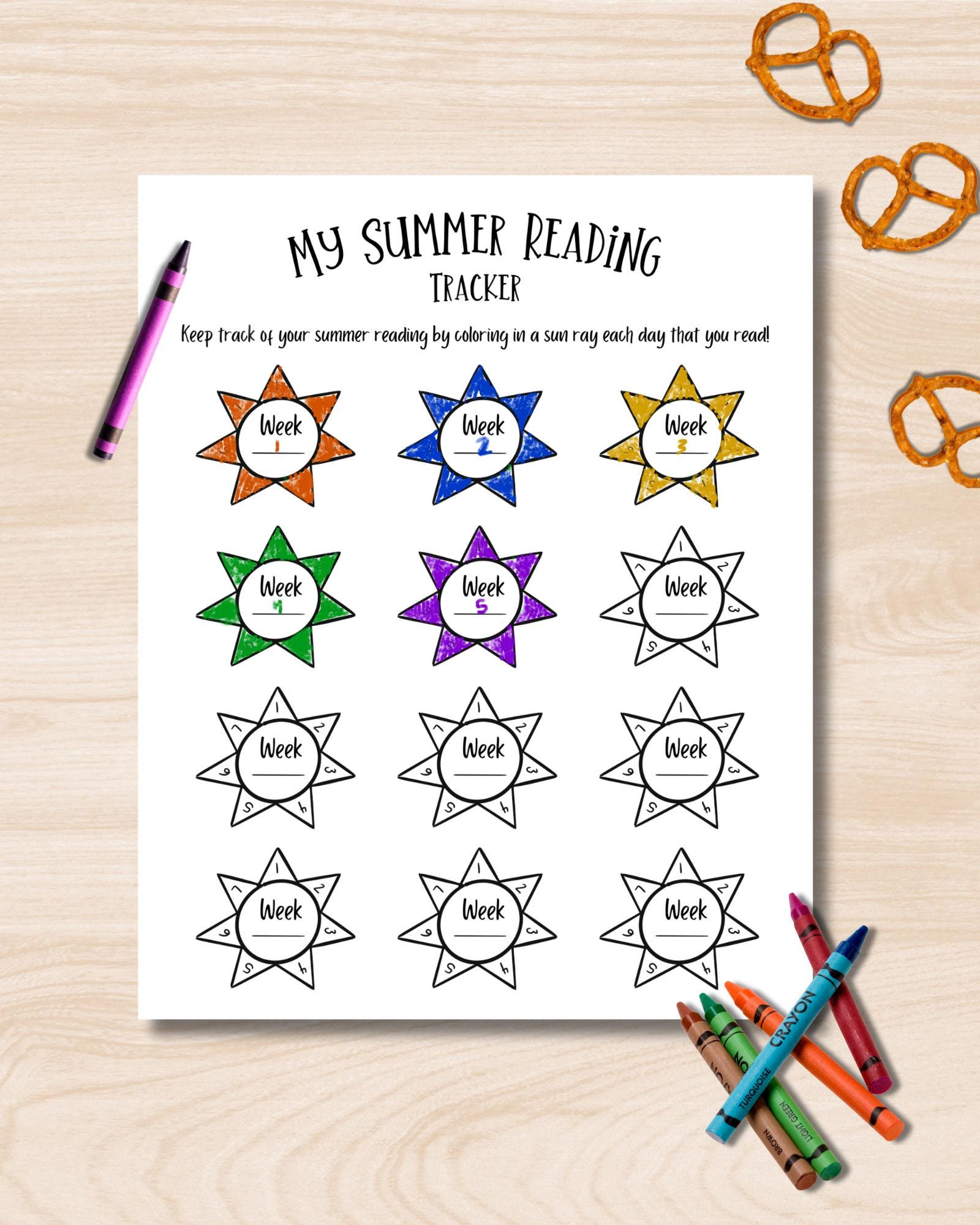 Summer Reading Tracker Printable for Kids – Sun Rays Reading Log (PDF ...