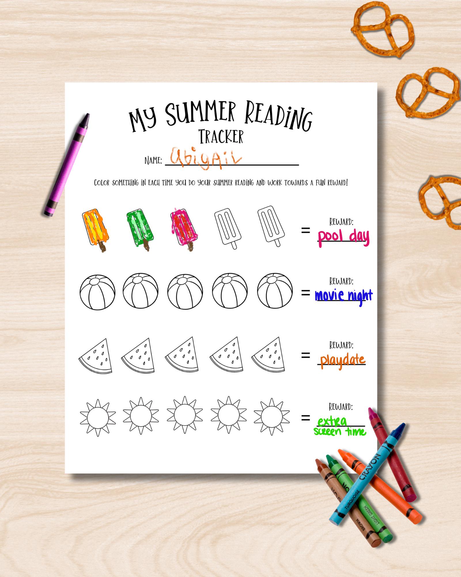 Summer Reading Tracker Printable for Kids - Weekly Reading Log Chart ...