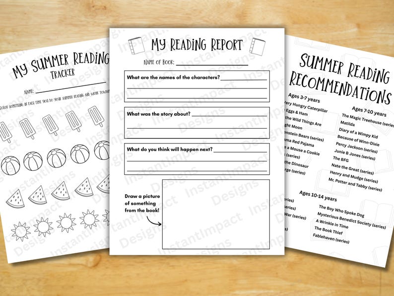 Summer Reading Packet for Kids – Printable Tracker, Book Report ...