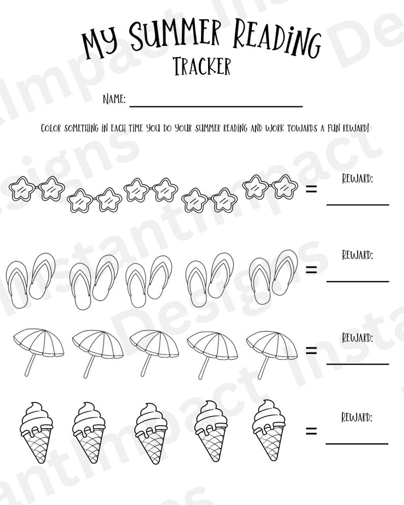 Summer Reading Tracker Printable for Kids - Weekly Reading Log Chart ...