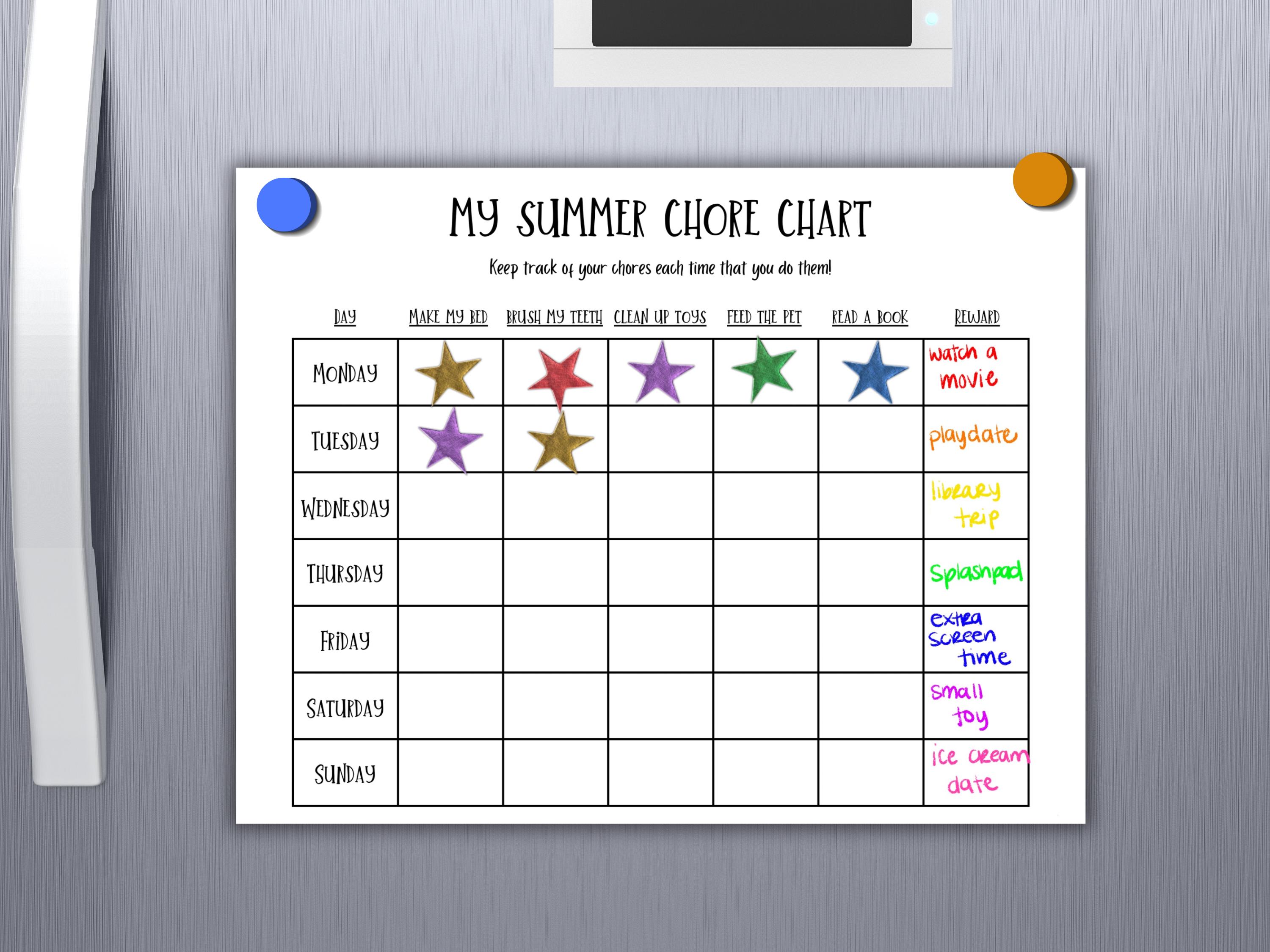 Editable Summer Chore Chart for Kids – Canva Template – Visual Routine ...