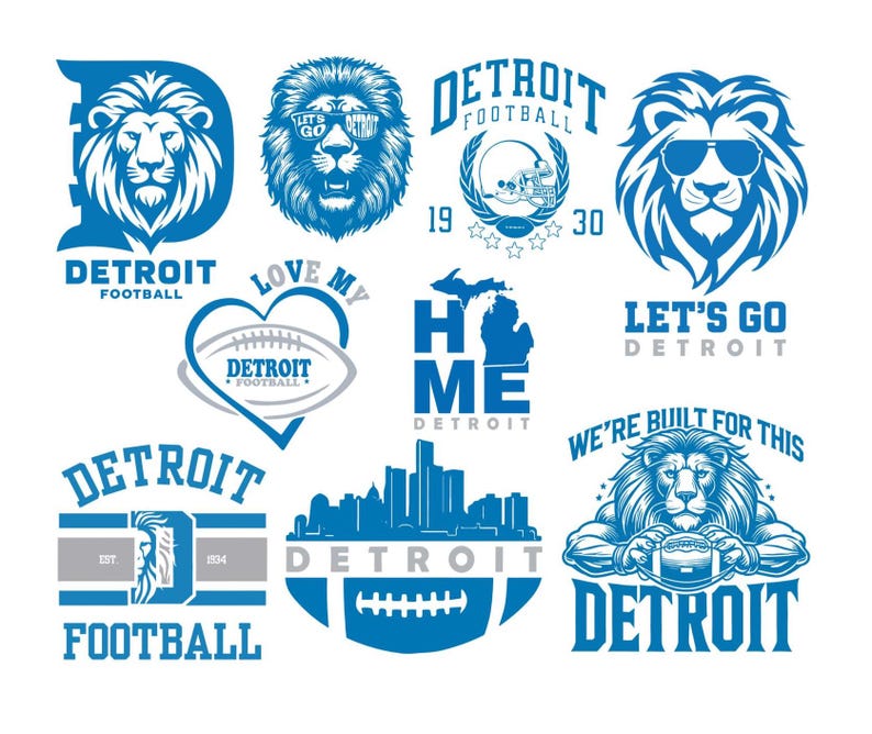 Detroit Football SVG Bundle: Sports Design, Cricut & Silhouette ...