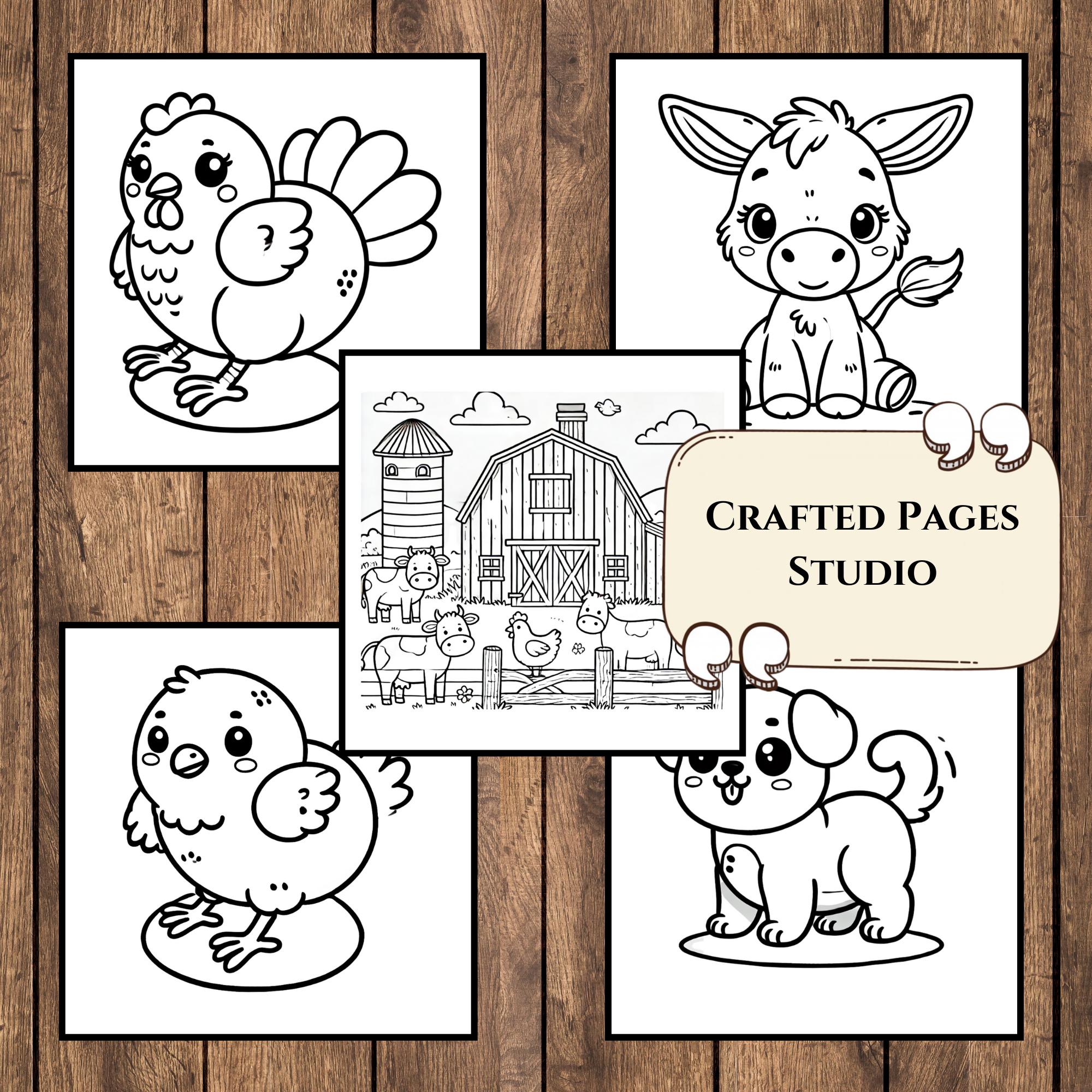 10 Adorable Farm Animal Coloring Pages Simple | Crafted Pages Studio - Etsy