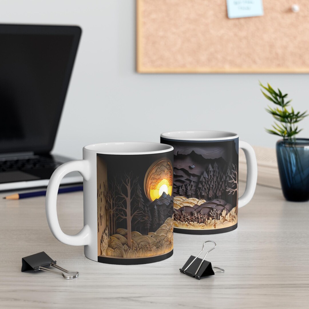 Unique Sunset Tree Line Mountain Range Mug 11oz - Etsy
