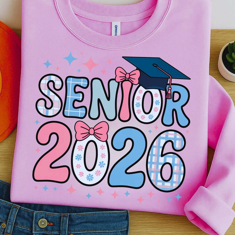 Senior 2026 PNG Class of 2026 Instant Download | Pastel Gingham Bow ...