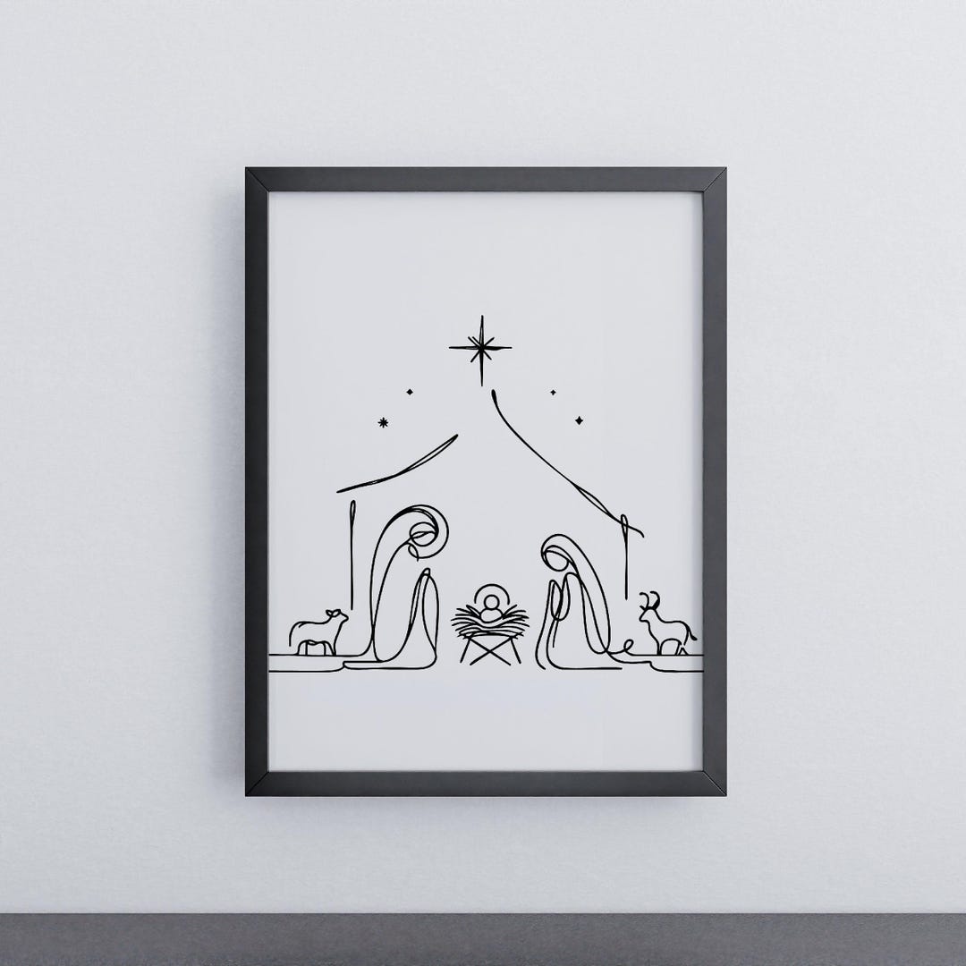 Christmas - Nativity, Digital Art Download, Christian-inspired Line Art ...
