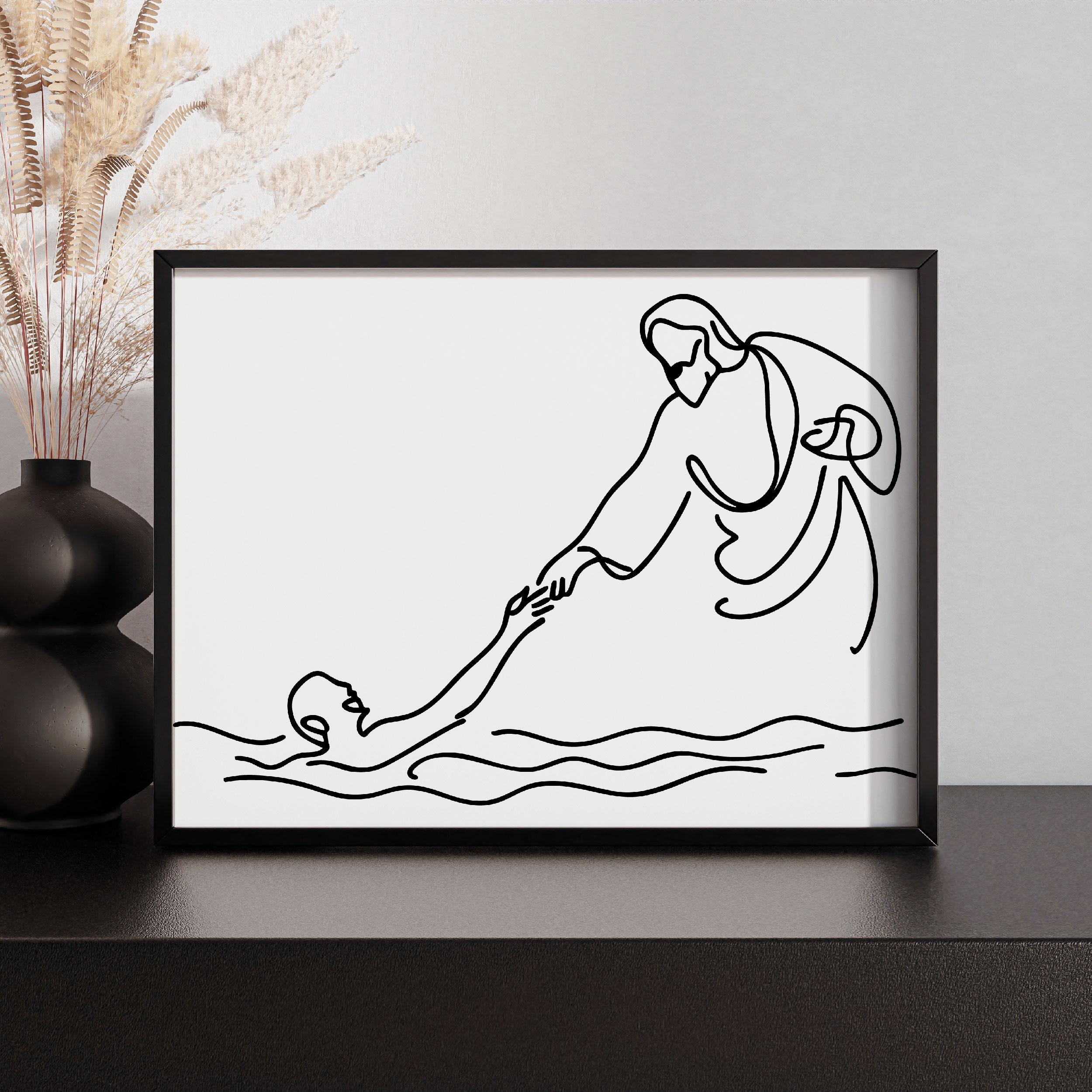 Christ Saving Peter, Digital Art Download, Christian/faith-inspired ...